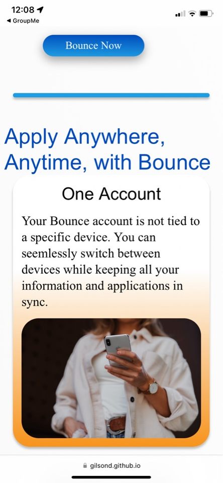 snip of the mobile breakpoint
